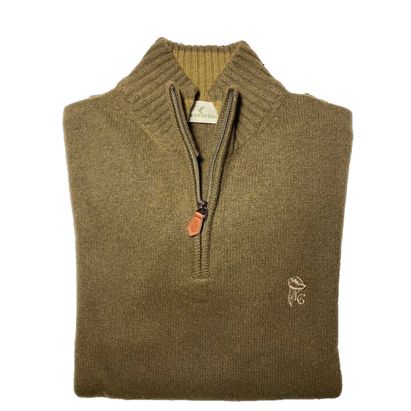 Pull Lambswool col zippé Lovergreen - Vêtement homme