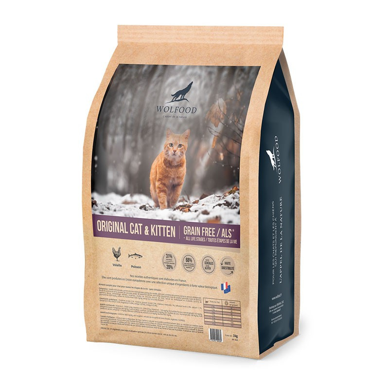 Croquettes Original Cat & Kitten Wolfood 3kg