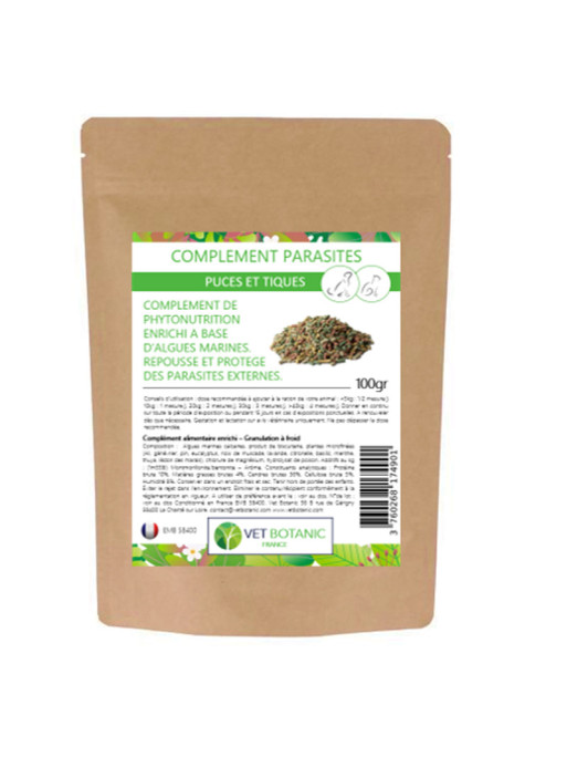 Complément alimentaire parasites externes chat et chien 100g Vet Botanic Complément alimentaire parasites externes chat et chien 100g Vet Botanic